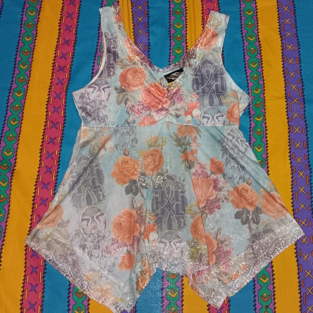 Y2k Harley-Davidson Floral Ladies Motorcycle Biker Sh… - Gem